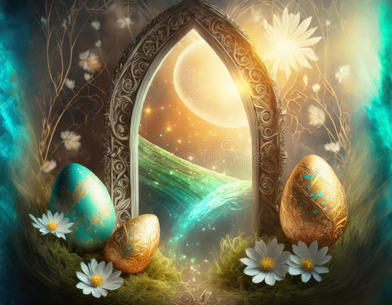 Enchanted Easter Eggs and Magic Mirror Stock Illustration ...