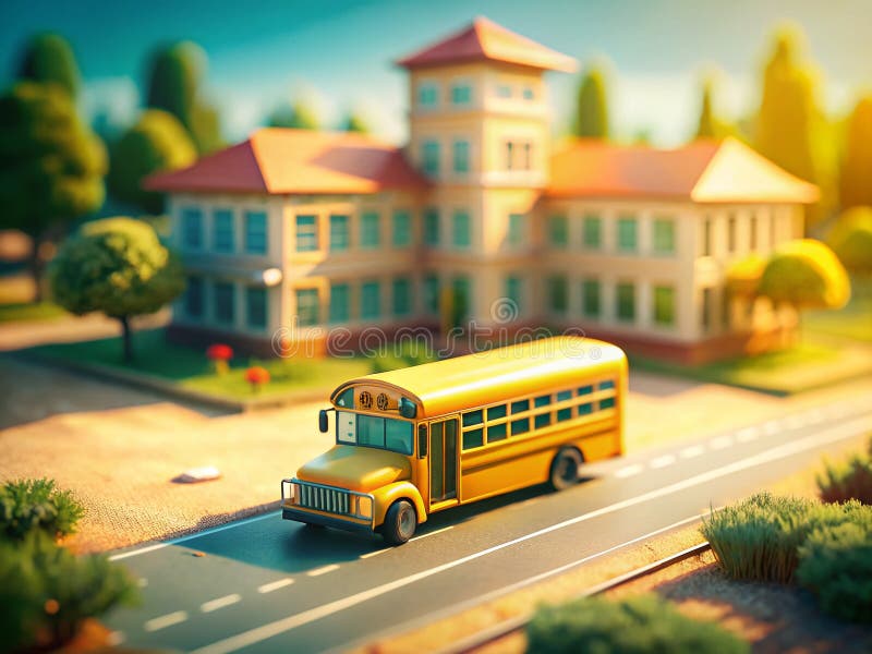 Enchanted Elementary a TiltShift Perspective of a Miniature School Bus ...