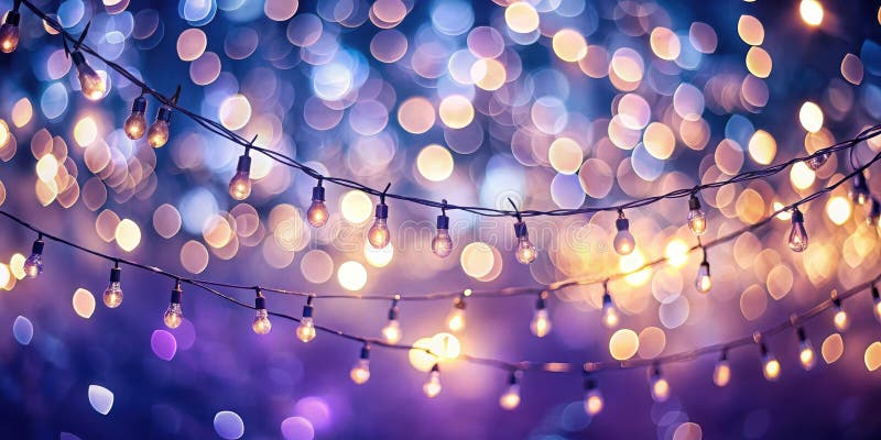 Enchanted Evening String Lights Gleam Against a Background of Soft, Blurred Illumination ...