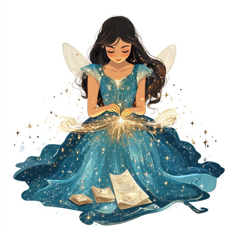 Enchanted Fairy Illustration, a Celestial Being Casting Magic Spells Stock Illustration ...