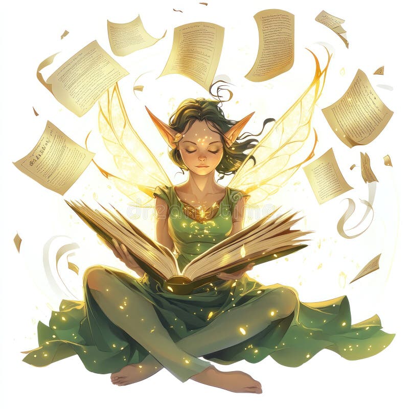 Enchanted Fairy Illustration, a Fantasy Book Reading Stock Illustration ...
