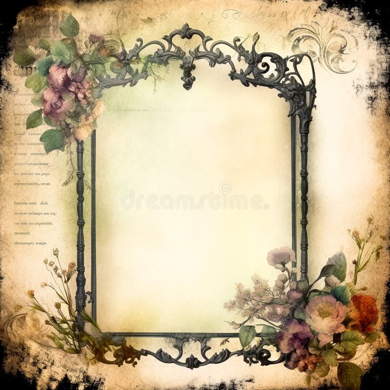Generative AI: Enchanted Fairy Tale Frame with Flowers Stock ...