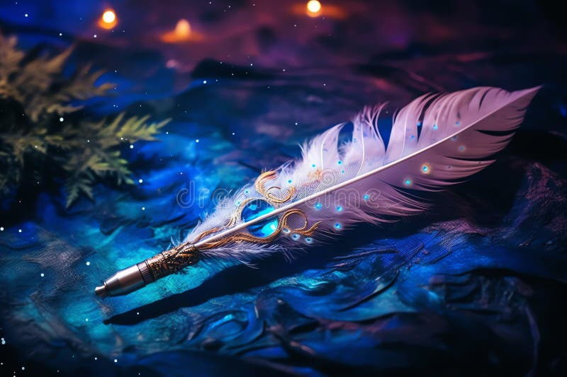 Enchanted Feather Pen Fantasy Sky Night Gazing Stock Illustration ...
