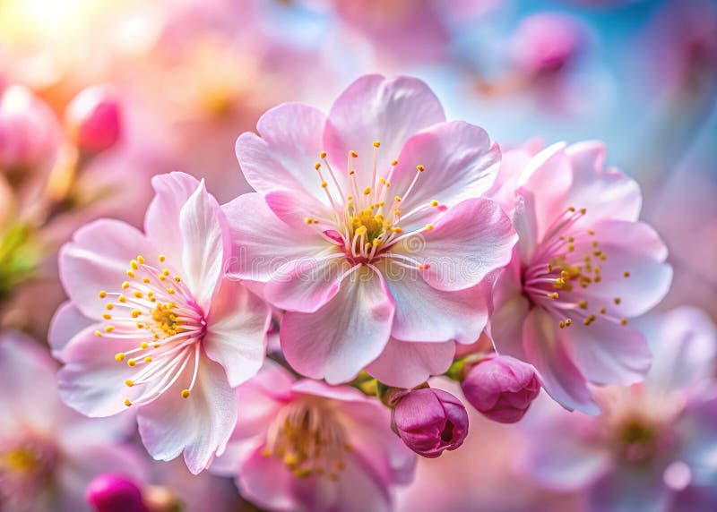 Enchanted Floral Design Delicate Pink Cherry Blossoms on a Transparent ...