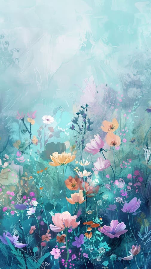 Enchanted Floral Garden with Pastel Colors Stock Image - Image of ...