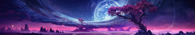 Enchanted Forest of an Alien World with Celestial Moons in the Sky ...