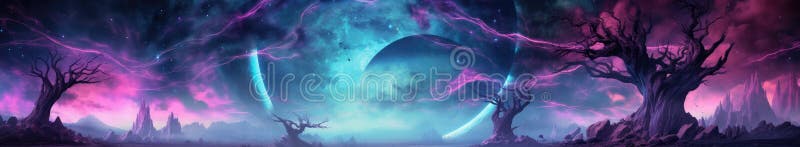 Enchanted Forest of an Alien World with Celestial Moons in the Sky ...