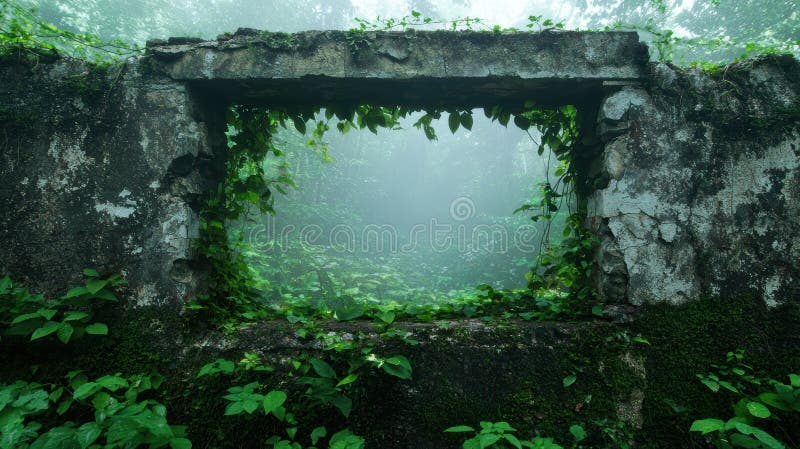 Enchanted Forest Archway with Lush Greenery Stock Illustration ...