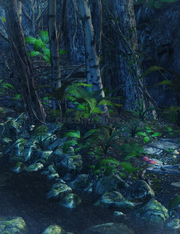 Enchanted Forest Background Stock Illustration - Illustration of render ...