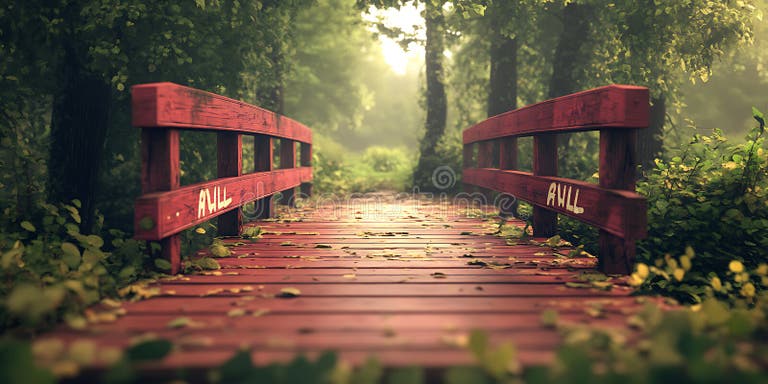 Enchanted Forest Bridge a Serene Pathway To Tranquility Stock ...