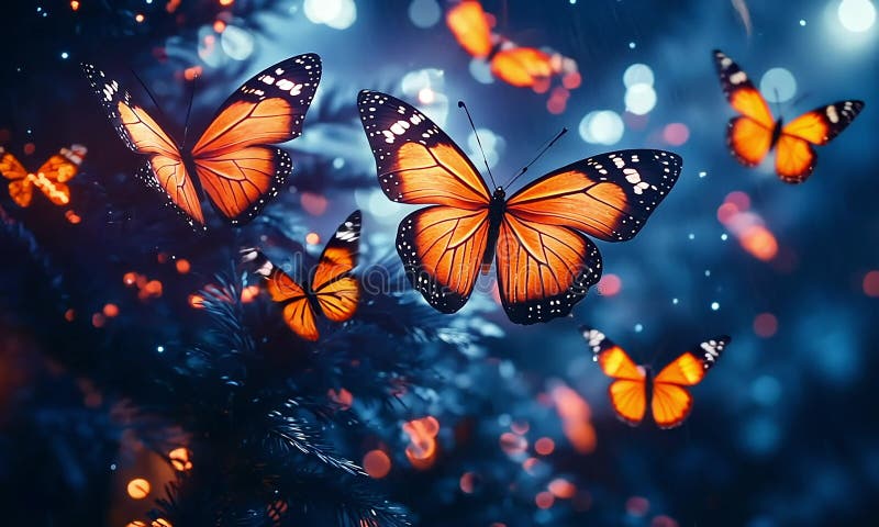 Enchanted Forest Butterflies with Glowing Wings Stock Footage - Video ...