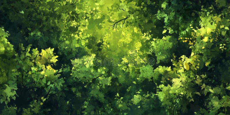 Enchanted Forest Canopy Painting Stock Illustration - Illustration of ...