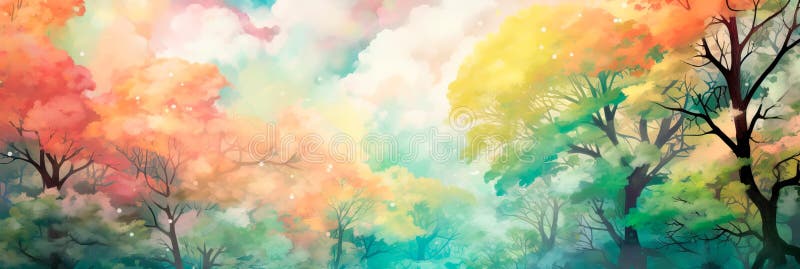 Enchanted Forest Canopy, with Whimsical Trees and Soft, Ethereal ...