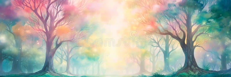 Enchanted Forest Canopy, with Whimsical Trees and Soft, Ethereal ...