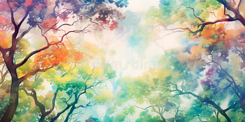 Enchanted Forest Canopy, with Whimsical Trees and Soft, Ethereal ...