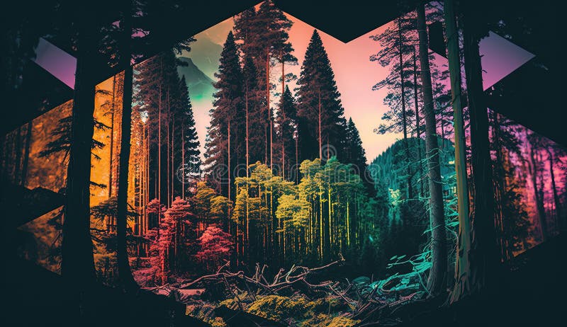 Enchanted Forest Collage stock illustration. Illustration of features ...