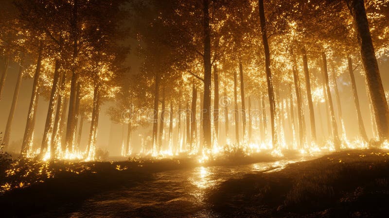 The Enchanted Forest Comes Alive at Night with Golden Lights that ...
