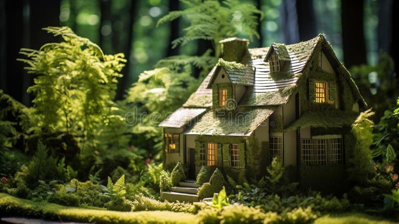 Enchanted Forest Cottage Covered in Moss and Surrounded by Lush ...