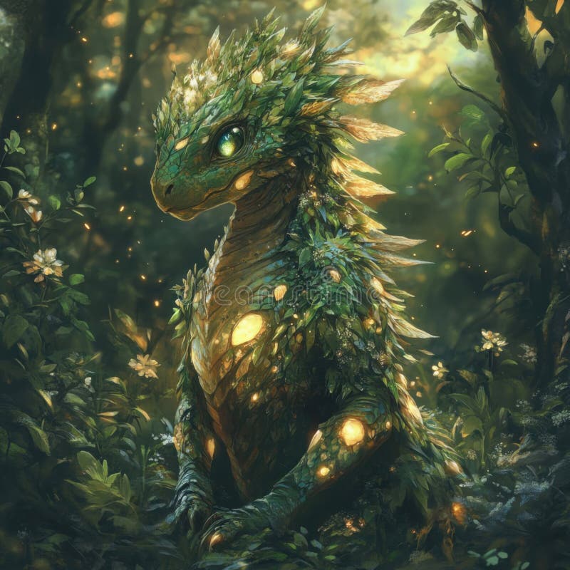 Enchanted Forest Creature with Lush Greenery Stock Photo - Image of ...