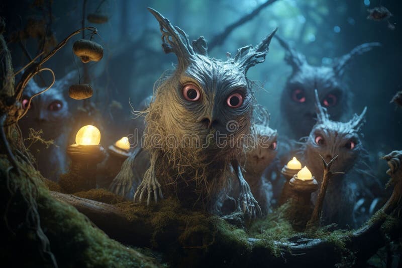 Enchanted Forest Creatures Magical Creatures in Stock Illustration ...