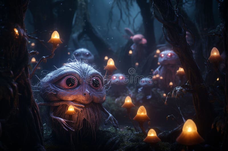 Enchanted Forest Creatures Magical Creatures in Stock Illustration ...