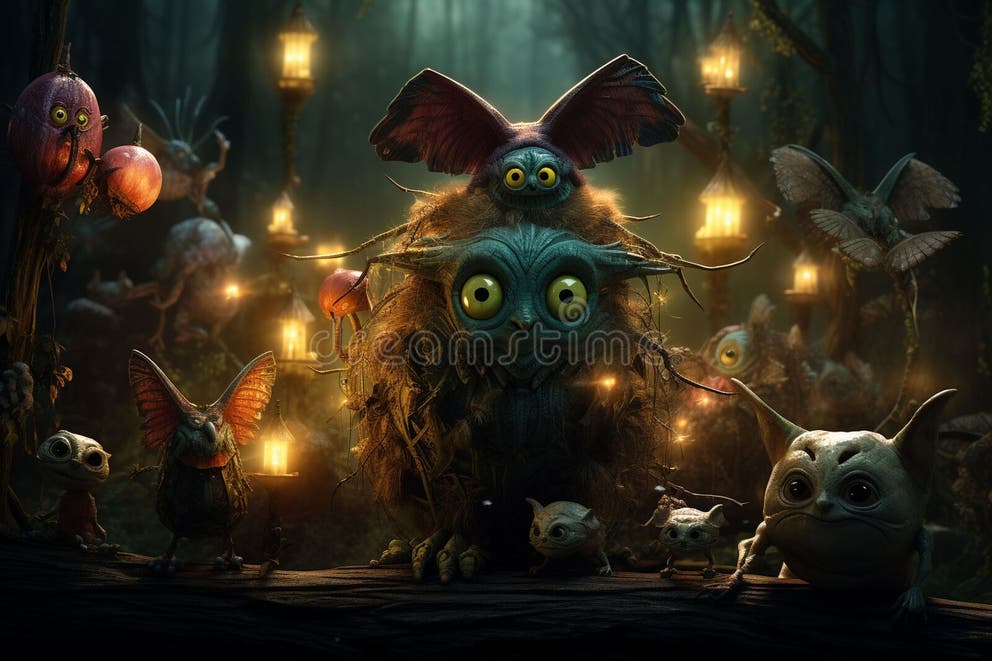 Enchanted Forest Creatures Magical Creatures in Stock Illustration ...