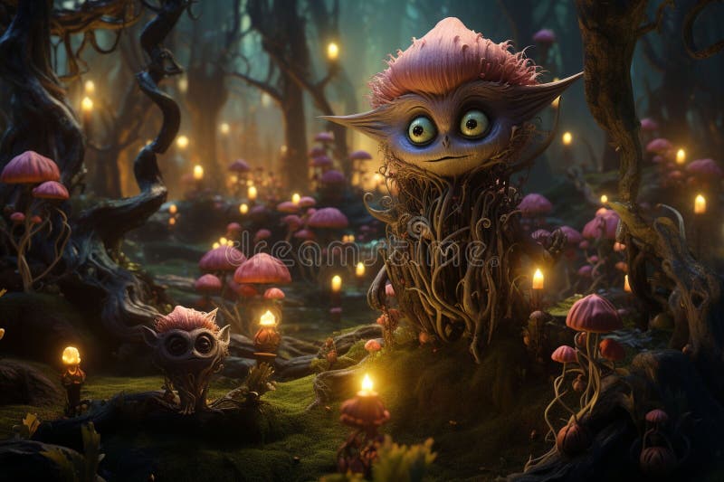 Enchanted Forest Creatures Magical Creatures in Stock Illustration ...