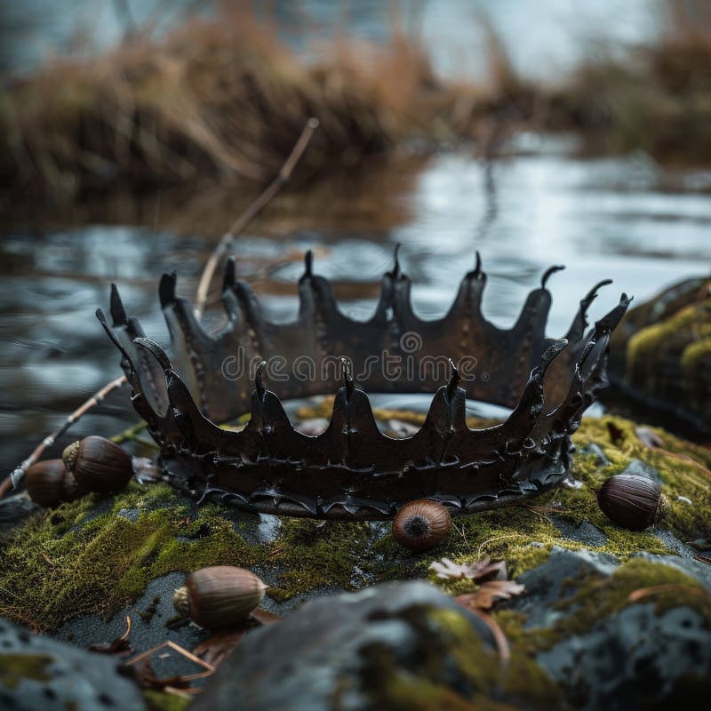 Enchanted Forest Crown on Moss-covered Ground Stock Illustration ...