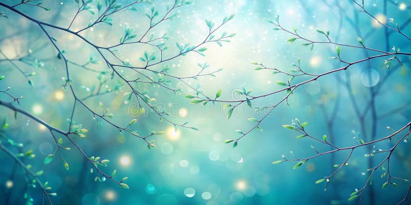 Enchanted Forest Delicate Branches with Emerging Spring Leaves in a ...