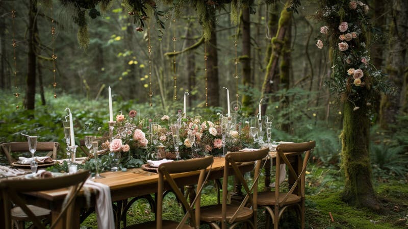 Enchanted Forest Elegance Style Raw. Generative Ai Stock Illustration ...