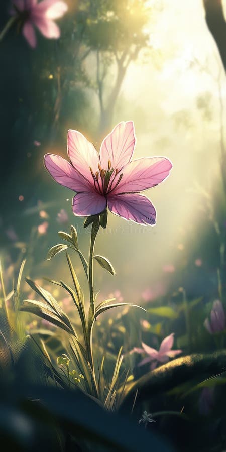 Enchanted Forest Flower in Soft Light Stock Illustration - Illustration ...