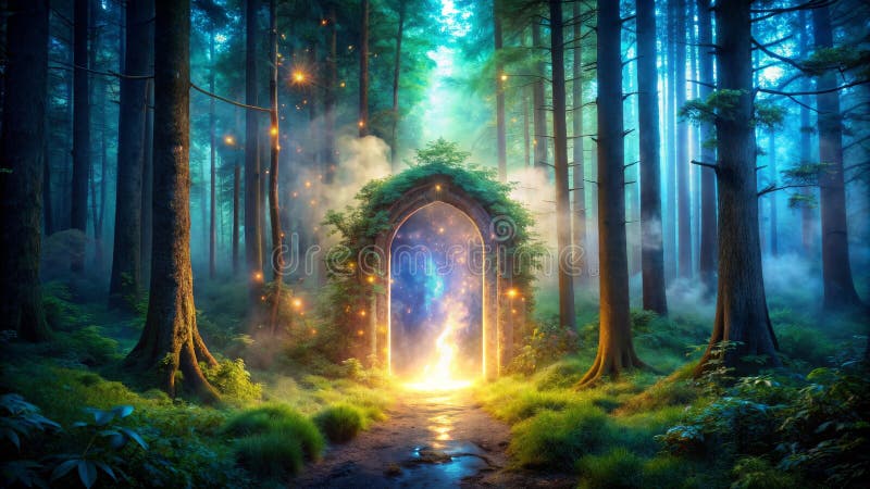 Enchanted Forest Gateway, Mystical, Fantasy, Nature, Magic Stock ...