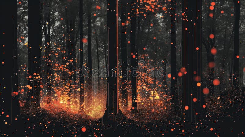 Enchanted Forest with Glowing Ember Effects Stock Image - Image of ...