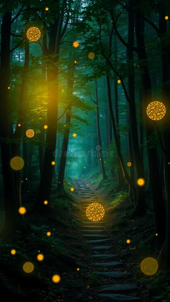 Enchanted_forest_glowing_with_fireflies_and_float_mobile_wallpaper ...