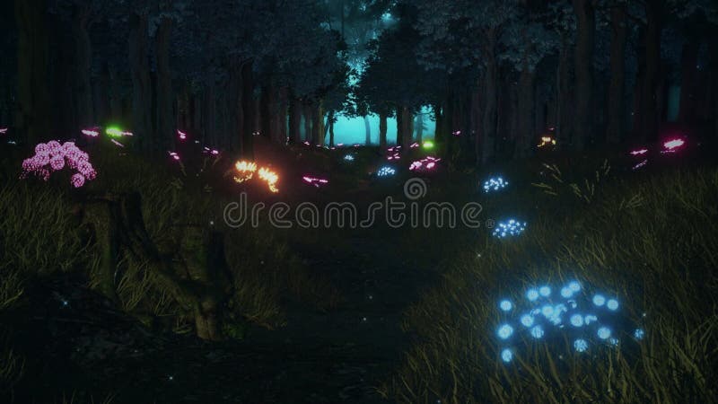 The Enchanted Forest of the Glowing Flowers - Nature Landscape Loop Background V2 Stock Footage ...
