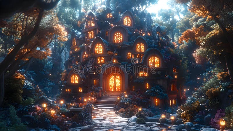 Enchanted Forest House - 3D Illustration Stock Illustration ...