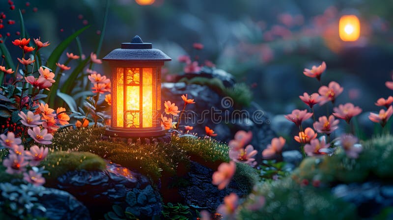 Enchanted Forest Lantern: 3D Illustration of a Glowing Lantern ...