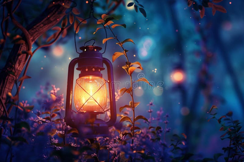 Enchanted Forest Lantern stock illustration. Illustration of sparkling ...