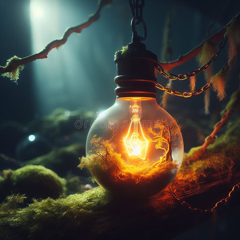 Enchanted Forest Lightbulb stock photo. Image of hanging - 318752876
