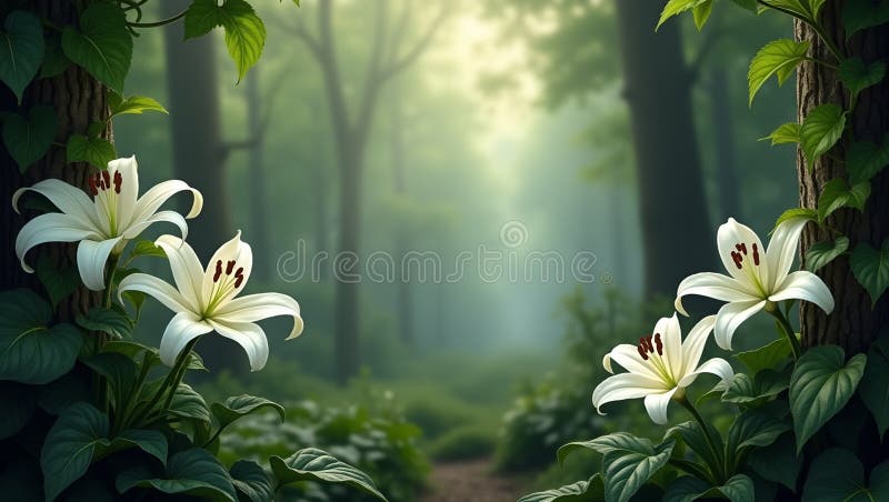Enchanted Fairy Forest Border Background Stock Illustrations – 101 ...
