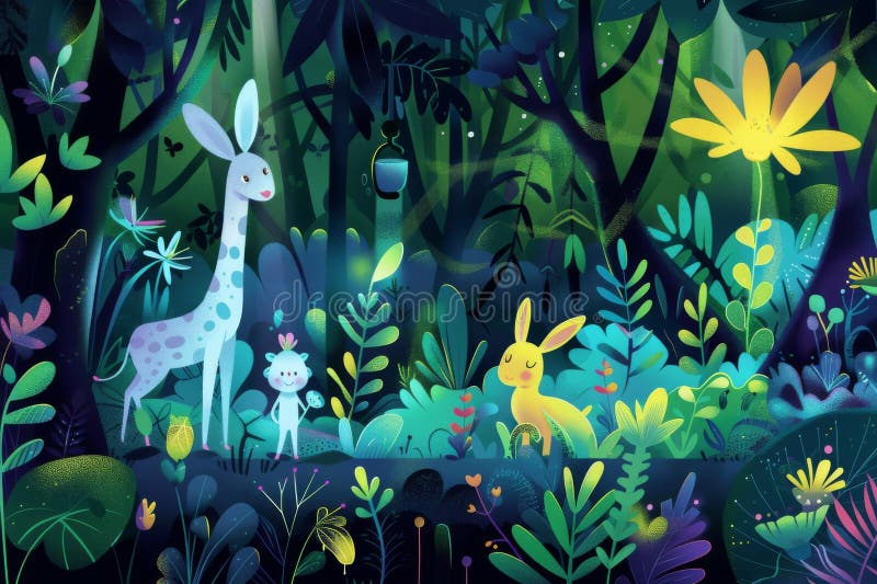 Enchanted Forest with Magical Creatures Stock Image - Image of fantasy ...