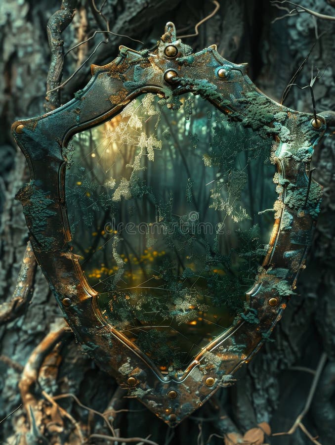 Enchanted Forest Mirror stock illustration. Illustration of vintage ...