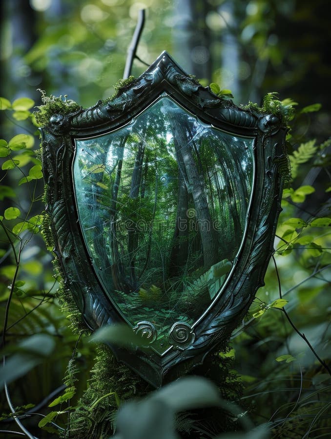 Enchanted forest mirror stock illustration. Illustration of lush - 315720203
