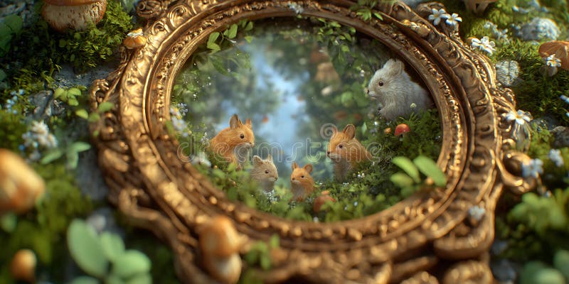 Enchanted Forest Mirror Magical Fantasy Art Stock Illustration ...