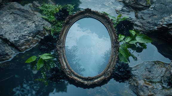 Enchanted Forest Mirror Reflection Stock Illustration - Illustration of ...