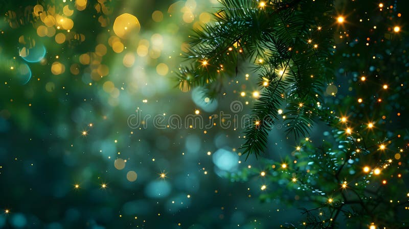 Enchanted Forest Night Background: Teal and Gold Stock Illustration ...