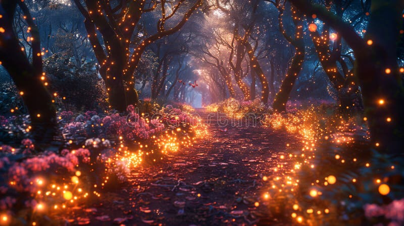 Enchanted Forest Path at Dusk Stock Photo - Image of trees, mystical: 322533700