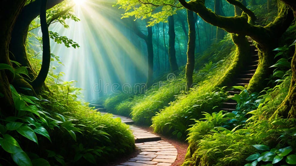 Enchanted Forest Sunlight Peeks Stock Illustrations – 128 Enchanted ...