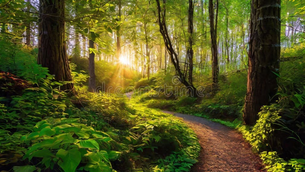 Enchanted Forest Sunlight Peeks Stock Illustrations – 128 Enchanted ...