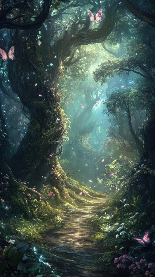Enchanted Forest Path, a Journey through Mystical Beauty Stock Photo ...